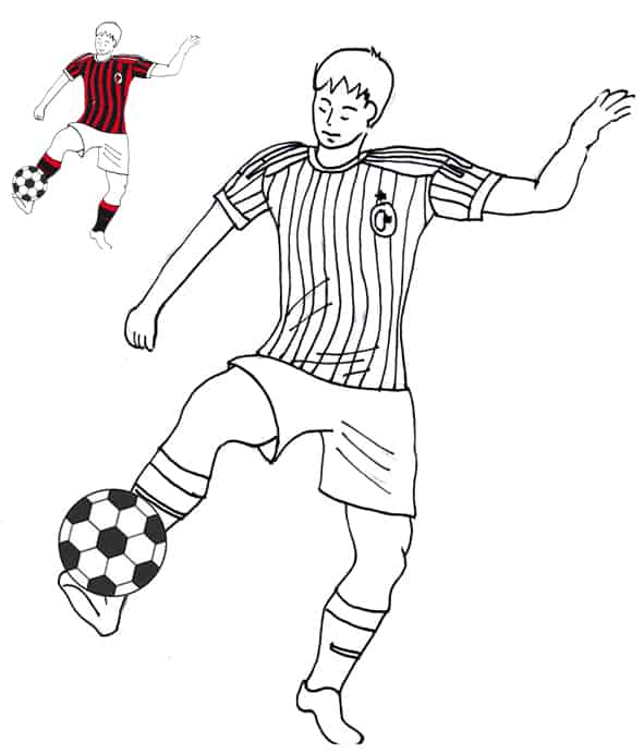 Disegno di un calciatore del milan da colorare | Cose per crescere