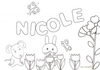 Nicole: nome da colorare, disegno per bambini da stampare subito