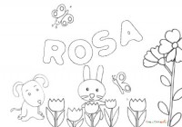 Nome Rosa da colorare - Disegno del nome femminili Rosa