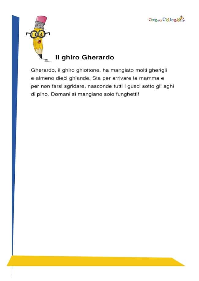 Il ghiro Gherardo: dettato GHI e GHE