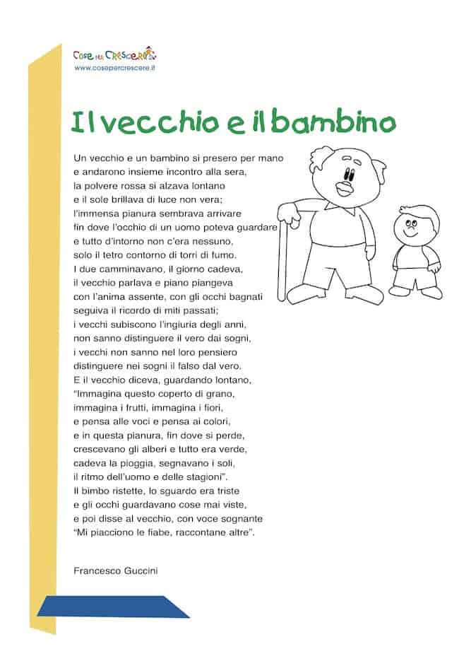 Il vecchio e il bambino: testo e poesia da stampare