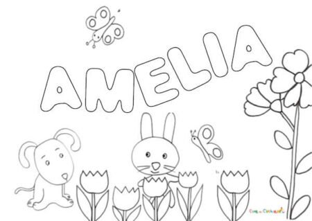 Disegno del nome Amelia da stampare e colorare