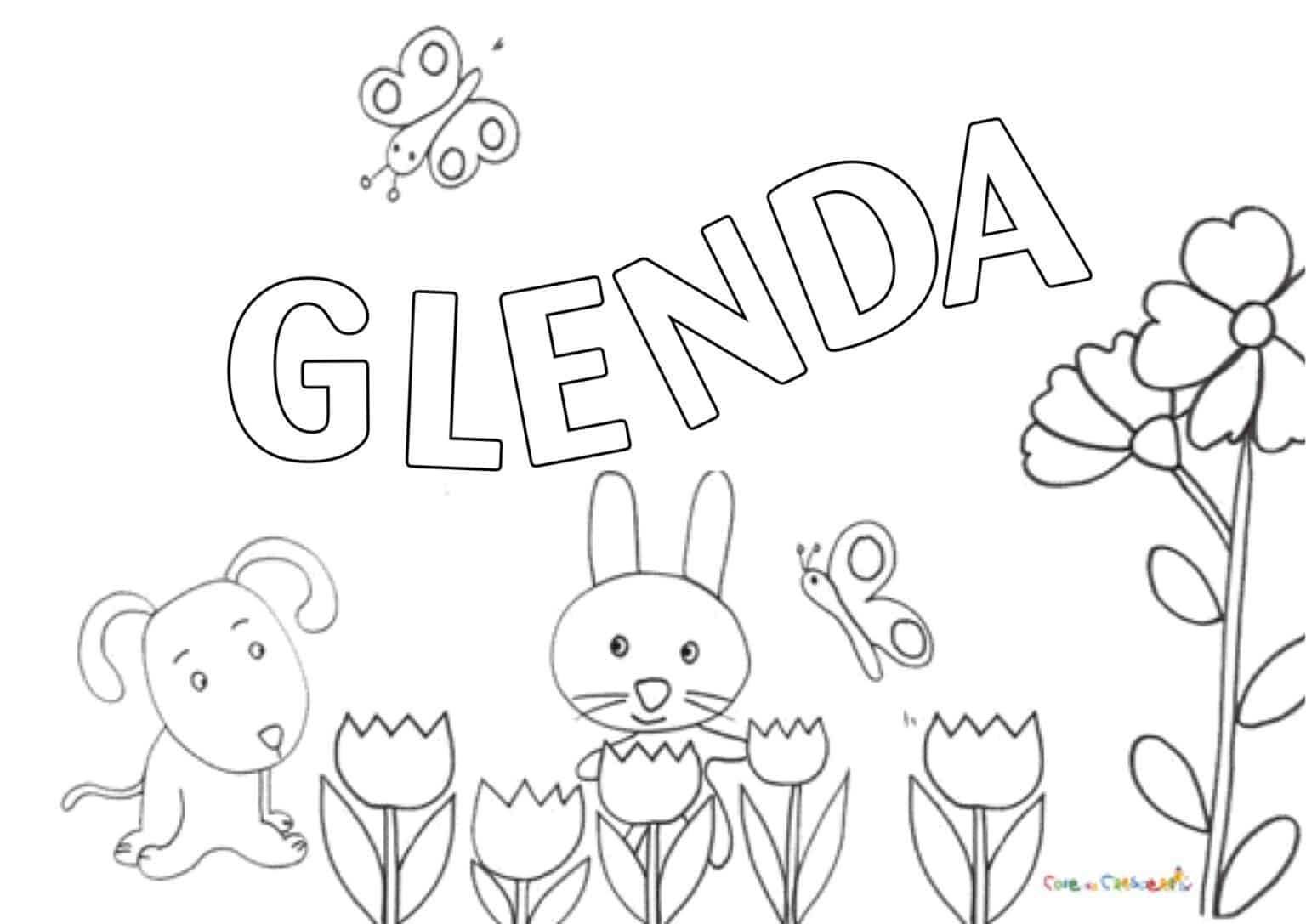 Glenda: disegno del nome da colorare e da stampare gratuitamente