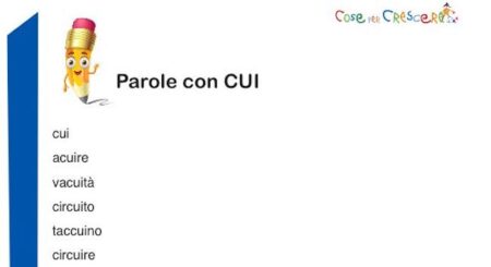 Parole con CUI: elenco da stampare gratis per la scuola primaria