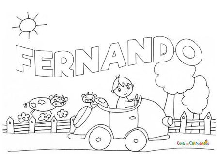 Fernando: disegno del nome da stampare e colorare per bambini