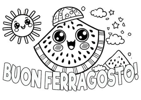 Buon Ferragosto da colorare disegno da stampare per bambini