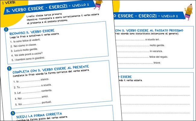 Verbo essere per la scuola primaria: spiegazione ed esercizi